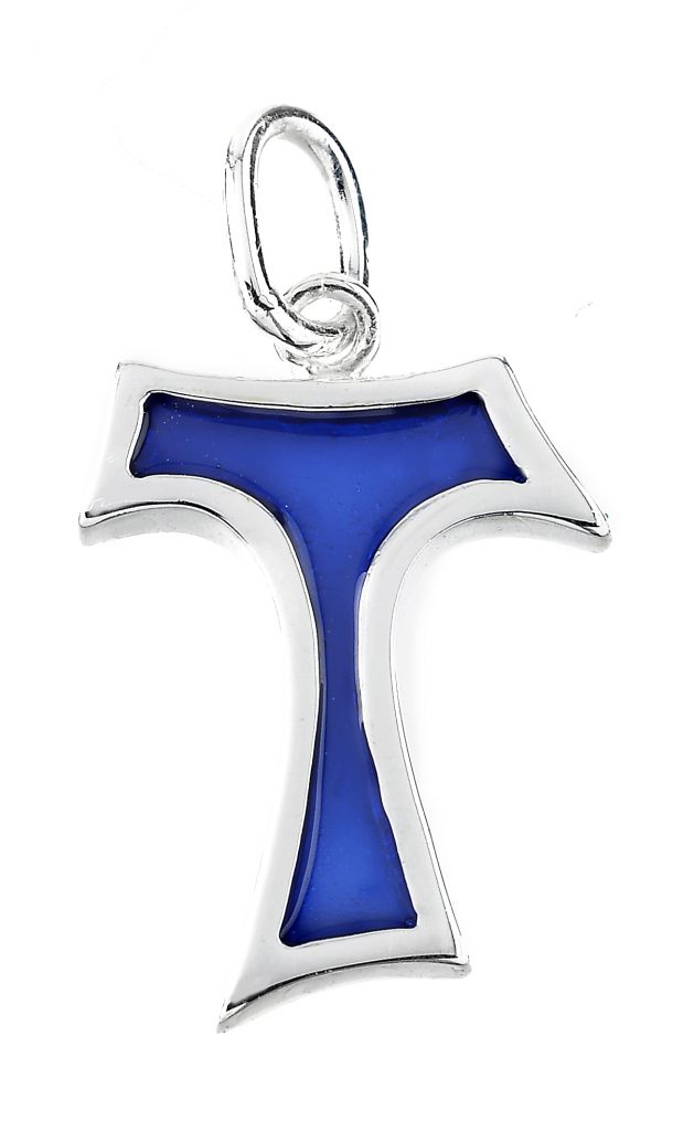 Big silver and enamel Tau cross - Rosarium