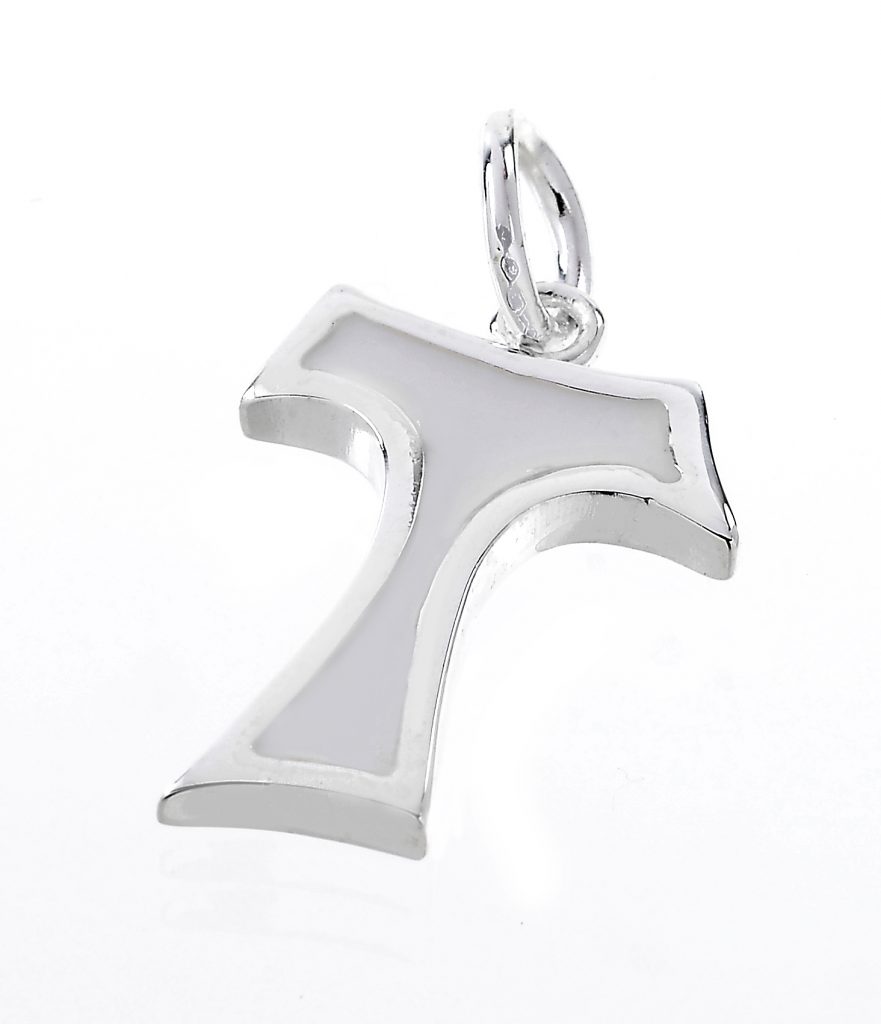 Big silver and enamel Tau cross - Rosarium