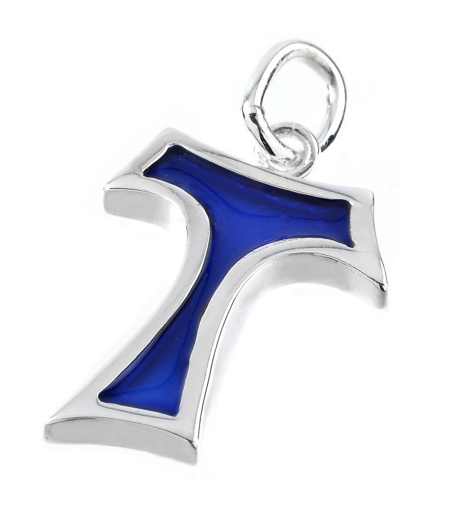 Big silver and enamel Tau cross - Rosarium